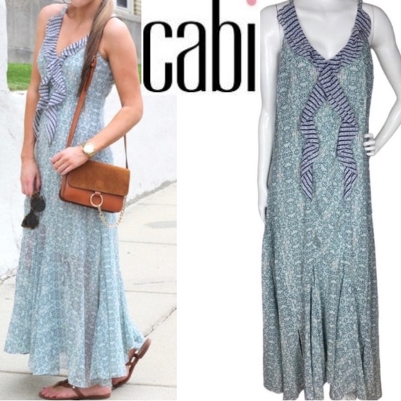 CAbi | Dresses | Cabi 54 Garden Party Maxi Dress Floral Morocco Blue ...